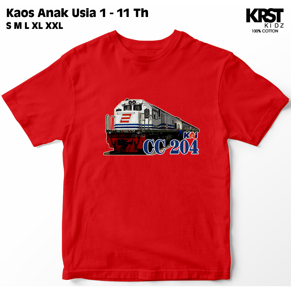 Jual Baju Kaos Anak Katun Motif Kereta Api Lokomotif CC 204 | Shopee ...