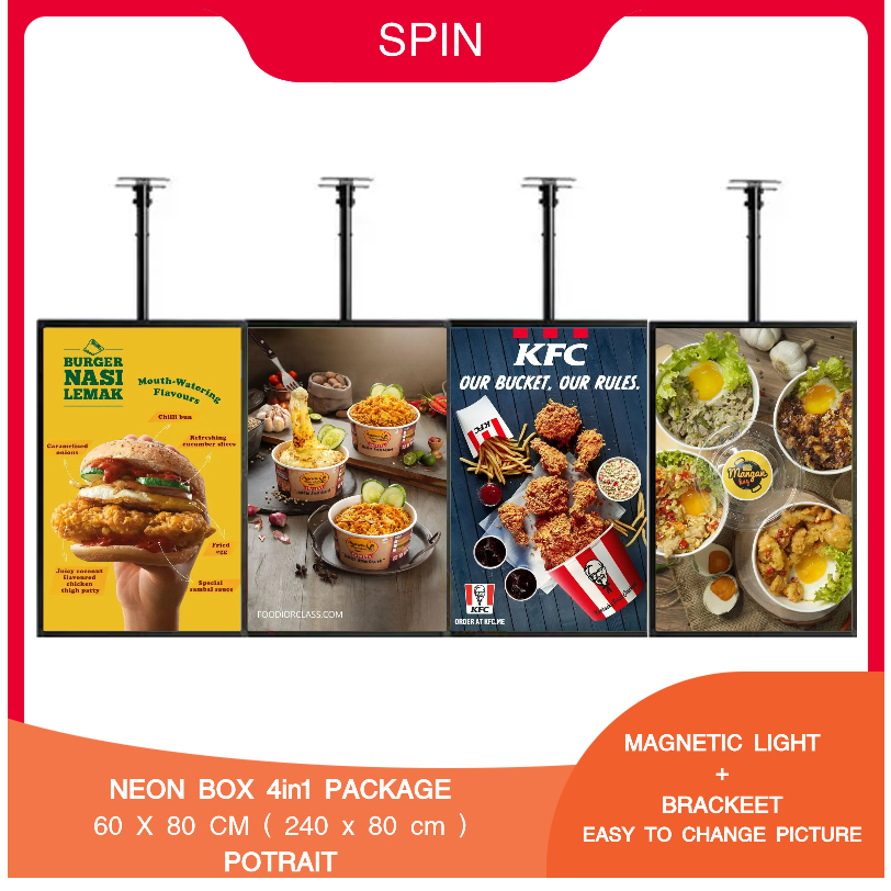 Jual NEON BOX SLIM LED LIGHT BOX Menu Paket 4in1 60x80cm ( 240x80cm ...