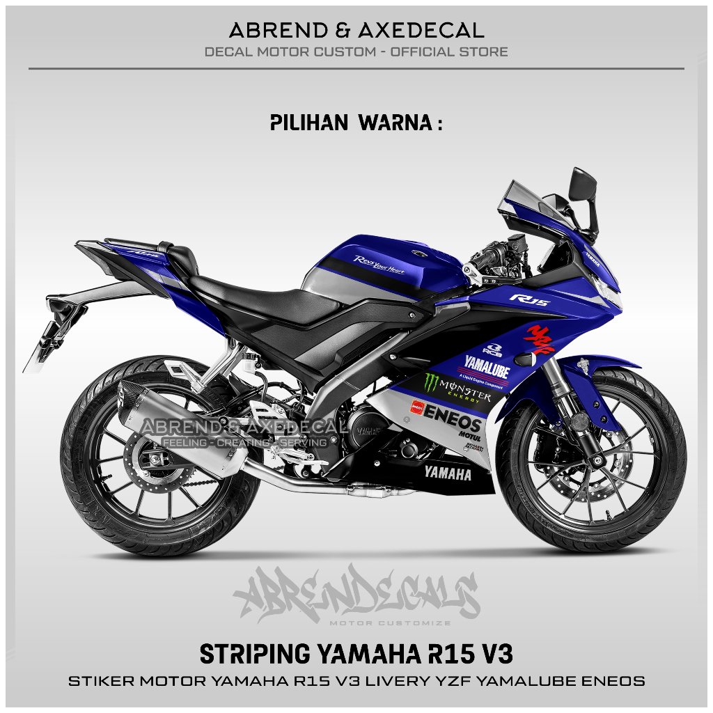Jual STRIPING R15 V3 LIVERY YZF YAMALUBE ENEOS CUSTOM / STIKER MOTOR ...