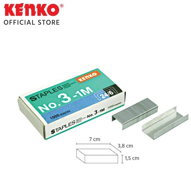 Jual KENKO - isi Staples Besar Ukuran No.3 -1M 24/6 | Shopee Indonesia