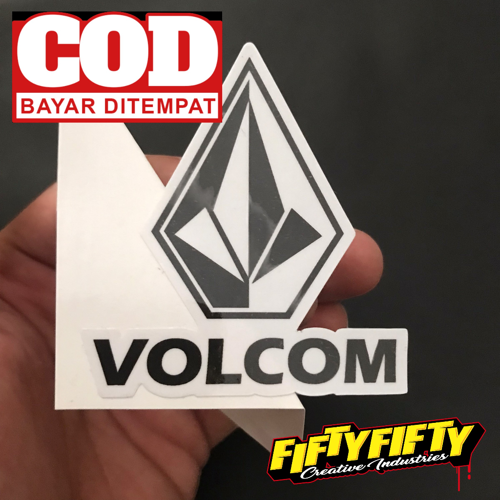 Jual Stiker Print Cut VOLCOM Stiker Printing Laminasi Glossy Stiker ...