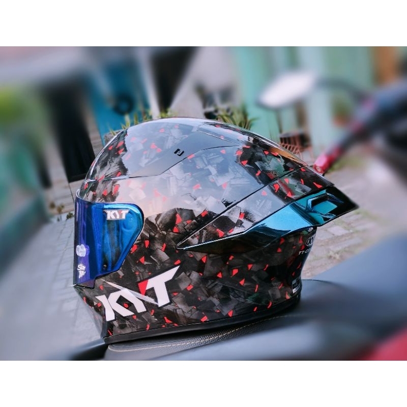 Jual KYT ttc repaint WD Carbon forged red glosy | Shopee Indonesia