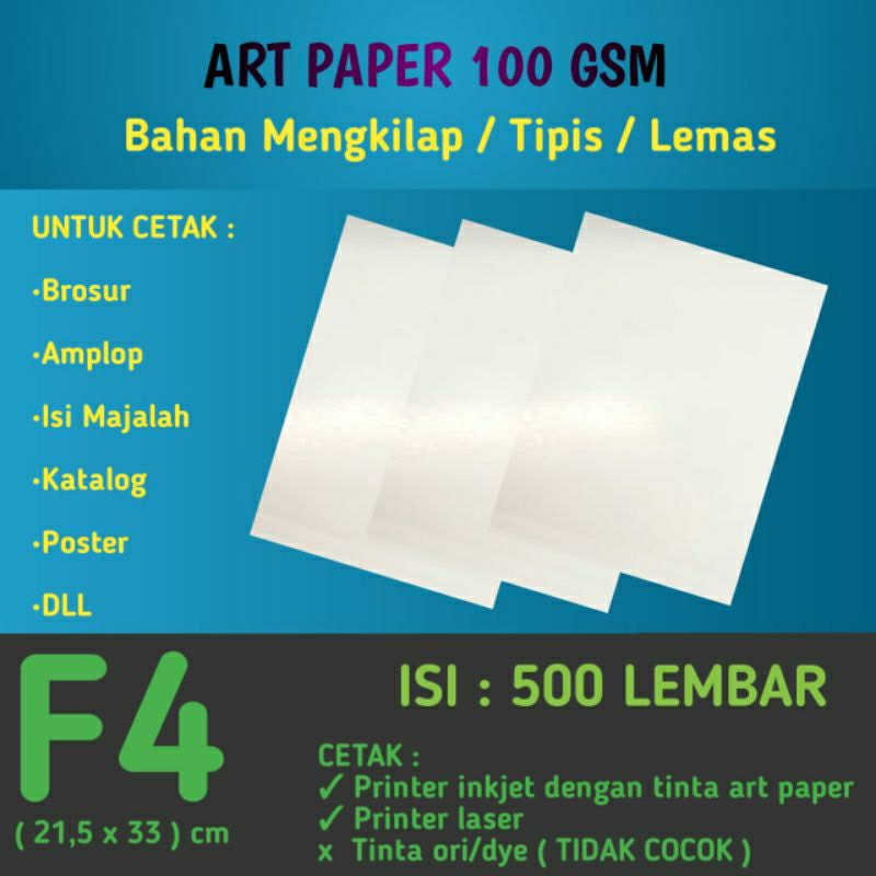 Jual 1 RIM Art Paper 100 GSM F4 / Kertas Bahan Brosur Glossy Mengkilap ...