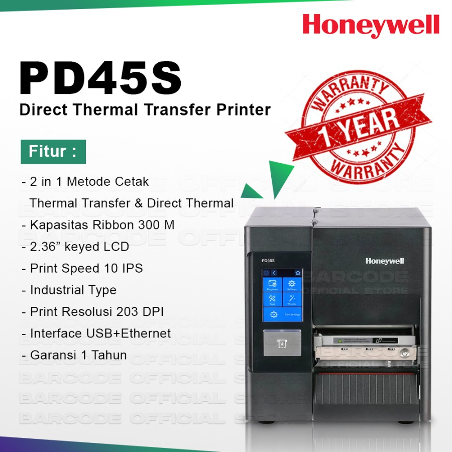 Jual Printer Barcode Honeywell PD45S / PD-45S / PD 45S Cetak Price Tag ...