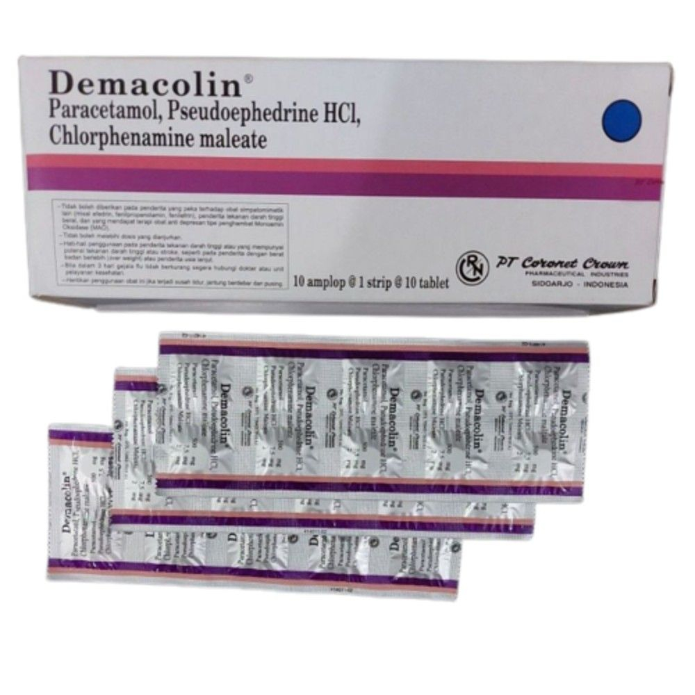 Jual DEMACOLIN 10 TABLET/STRIP OBAT DEMAM FLU ALERGI BERSIN BERSIN ...