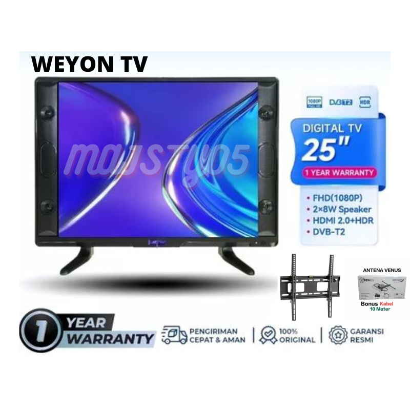 Jual Digital TV 25 SPEAKER Full hd WEYON TV PLUS ANTENA DAN BRACKET ...