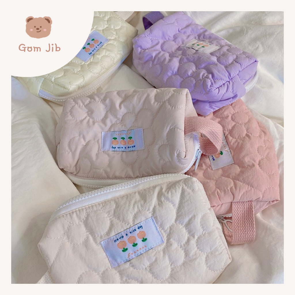 Jual Puffy Flower Pouch Bunga-Bunga / Pouch Serbaguna / Makeup Pouch ...