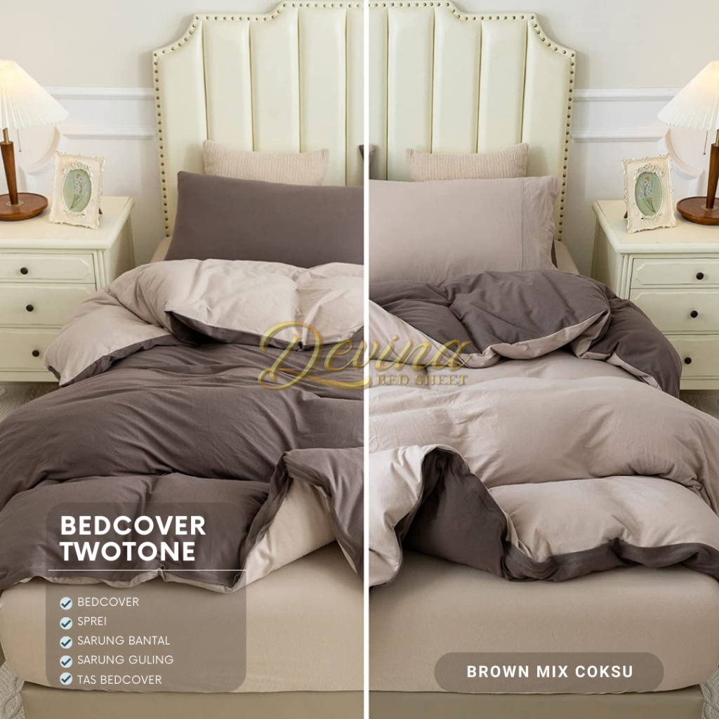 Jual Bedcover Set Two Tone Polos Selimut Bolak Balik ( Kombinasi 2 ...