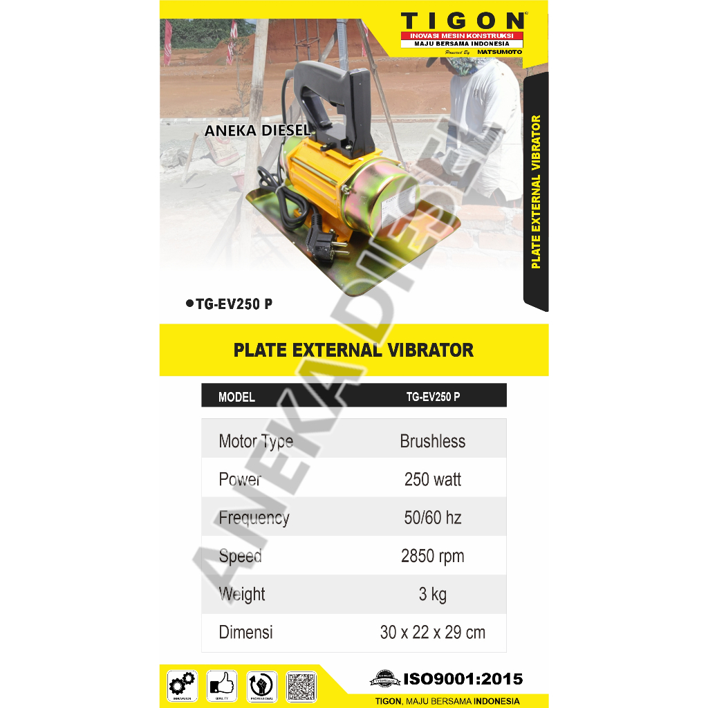 Jual Vibrator Electric TIGON TG EV250P Mesin Pemadat Beton Listrik TG EV250P TIGON | Shopee ...