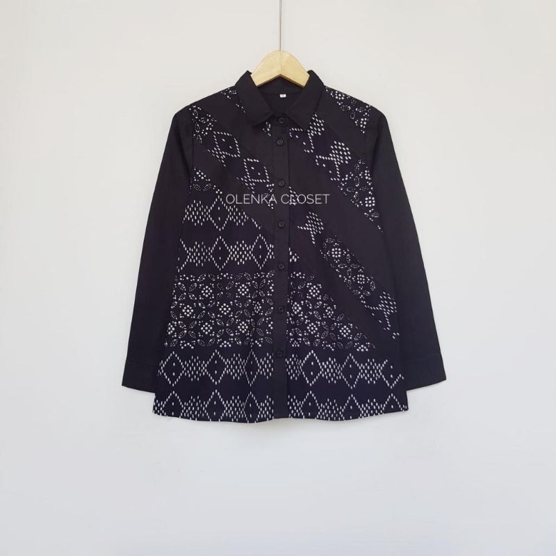 Jual Atasan Batik 154 Hitam Baju Blus Blouse Kerja Wanita Modern ...