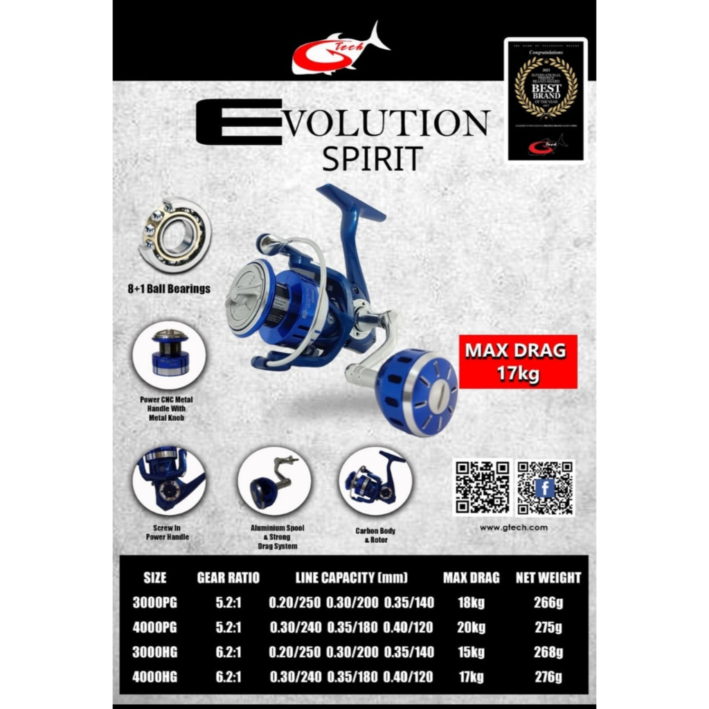 Jual Reel SPINNING GTECH EVOLUTION SPIRIT (POWER HANDLE) | Shopee Indonesia