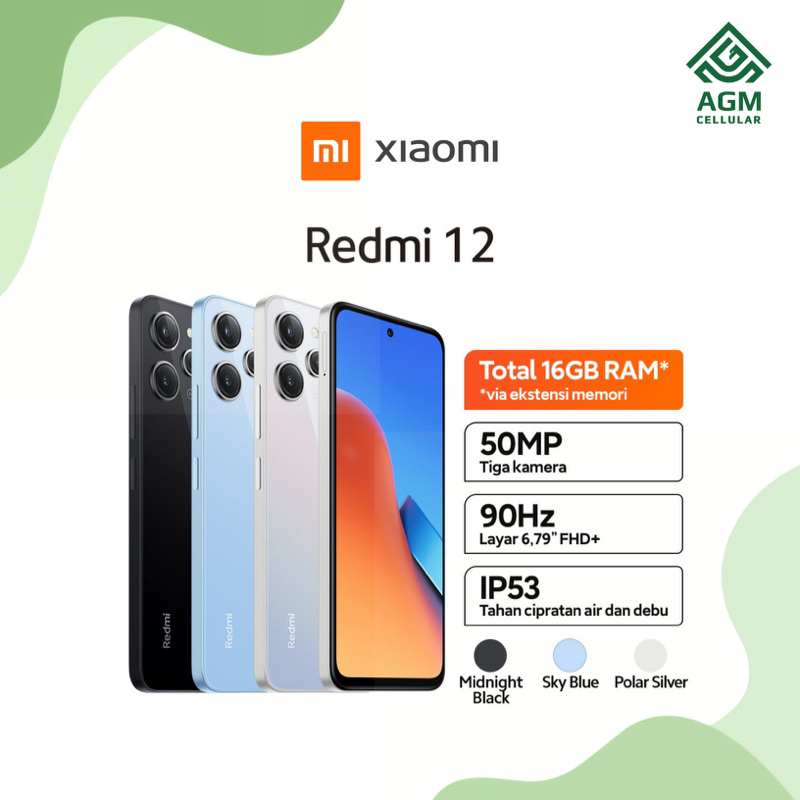 Jual HANDPHONE XIAOMI REDMI 12 RAM 8GB/256GB | 8GB/128GB (Midnight ...