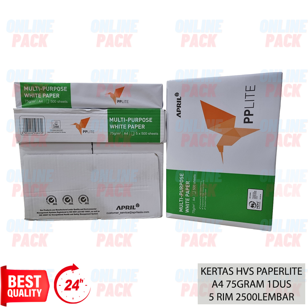 Jual KERTAS HVS PPLITE APRIL A4 75GR 75 GRAM 1 DUS 1 KARTON 5 RIM 2500 ...