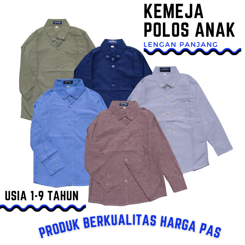 Jual Baju Anak Laki Laki | Hem Polos Anak Lengan Panjang Kemeja Formal ...