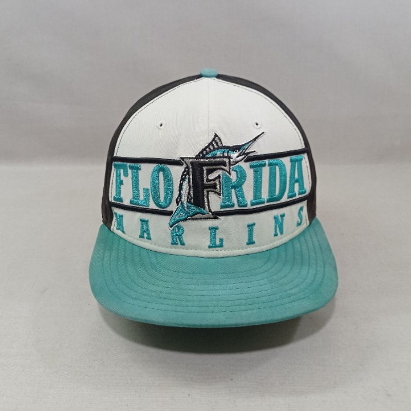 Jual Topi Flat Brim New Era x MLB Florida Marlins Second Original ...