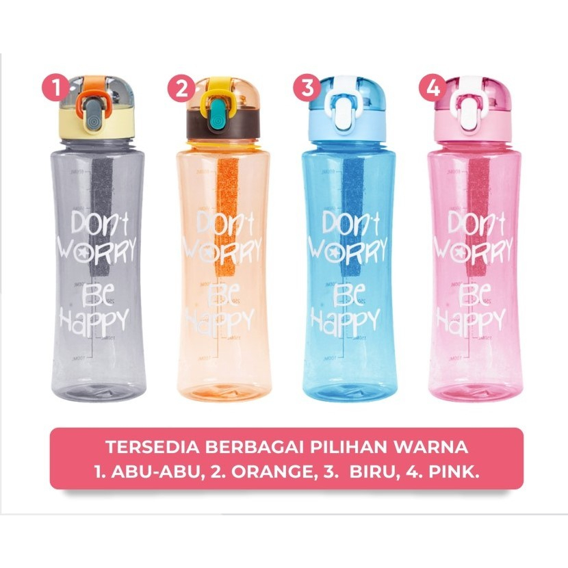 Jual BOTOL MINUM SEDOTAN DONT WORRY BE HAPPY UKURAN 600ML | Shopee ...