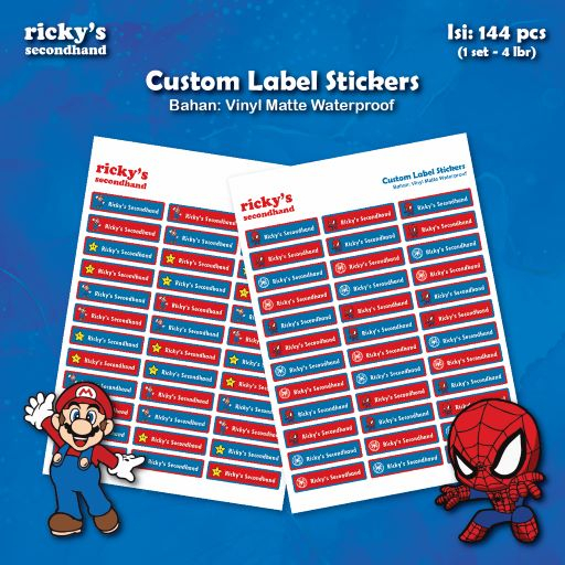 Jual 144 pcs Stiker Label Nama Waterproof - Mario Spiderman | Shopee ...