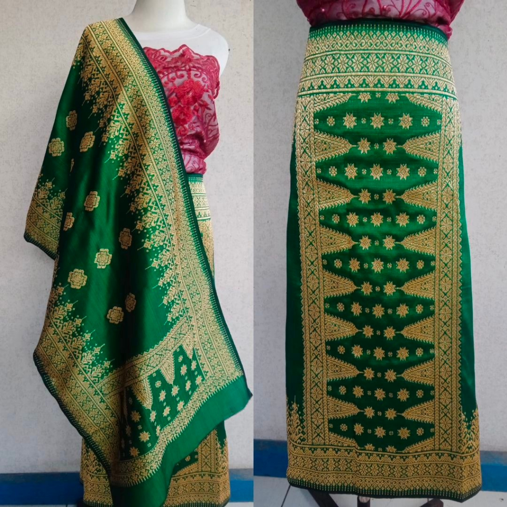 Jual Songket Palembang Asli Tenun Tangan | Cantik Manis Hijau Gold ...