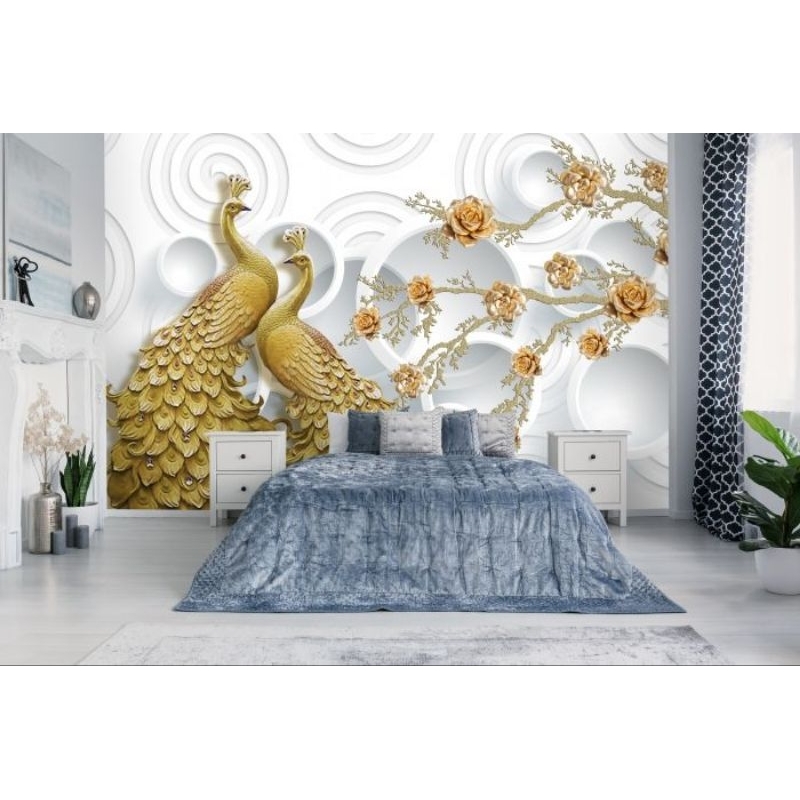 Jual Ukuran tinggi 2m an,WALLBANNER/WALLPAPER 3D CUSTOM MERAK GOLD ...