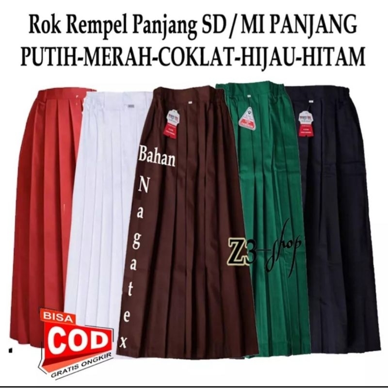 Jual Rok sekolah rok rempel panjang SD/MI merah | coklat | putih ...