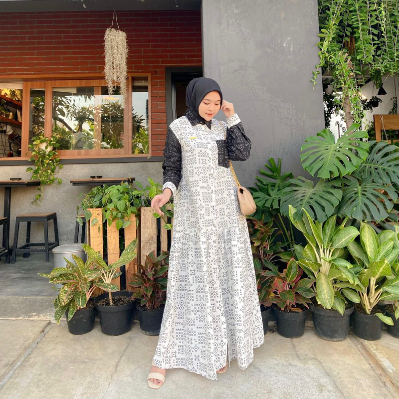 Jual DYN - Basic Nabila Dress A&B - Dress Wanita Simple - Gamis Wanita ...