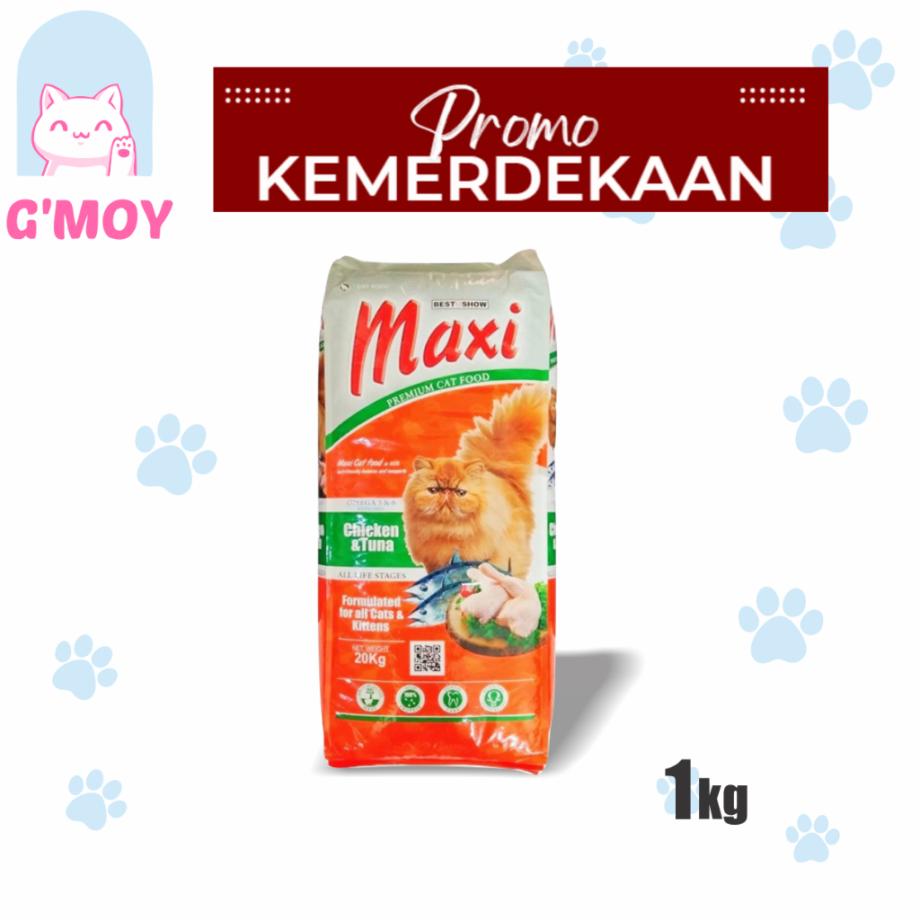 Jual Maxi cat food makanan kucing kering repack 1kg | Shopee Indonesia
