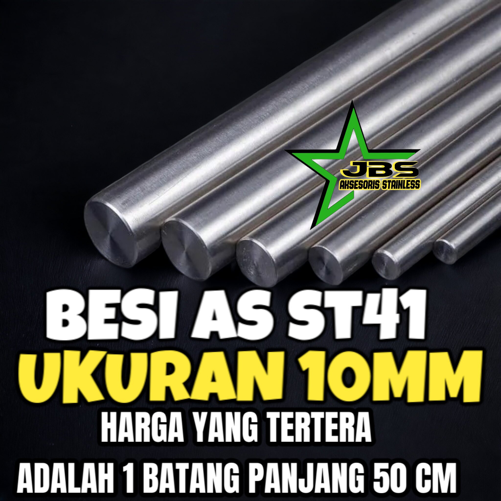 Jual BESI AS ST 41 DIAMETER 10MM×50CM | AS SS400 | MILD STEEL | Shopee ...