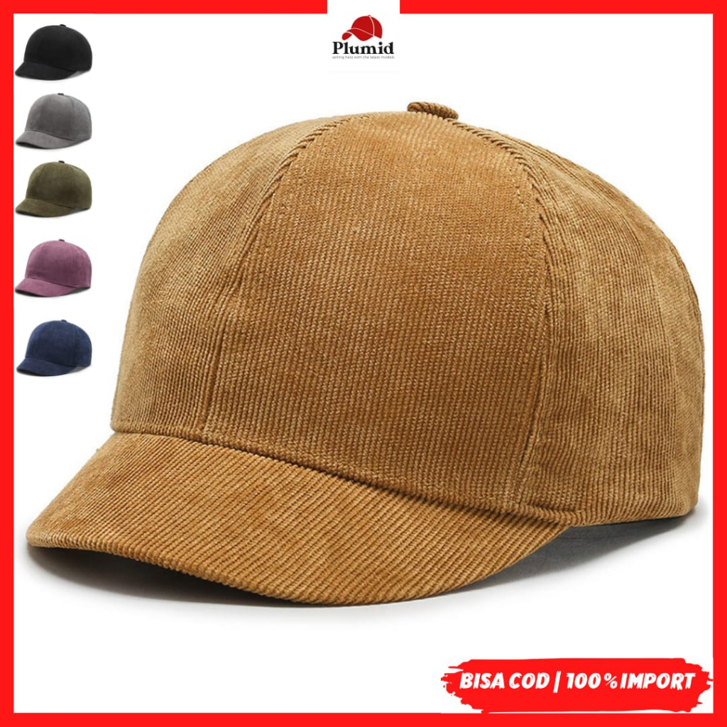 Jual PLUMID - Topi baseball corduroy halus visor pendek unisex TP 138 ...