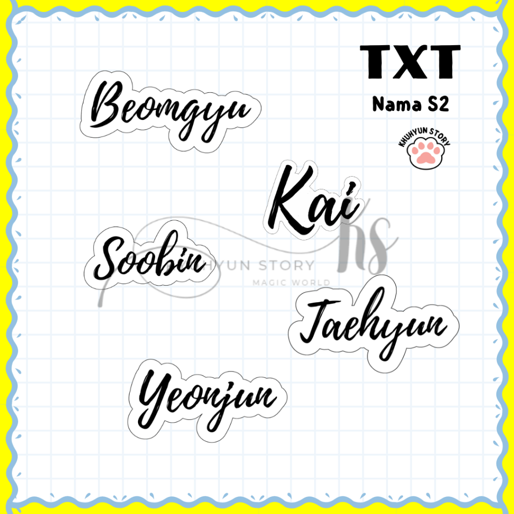 Jual Stiker Kpop TXT TomorrowXTogether Nama Member Sticker Aesthetic ...