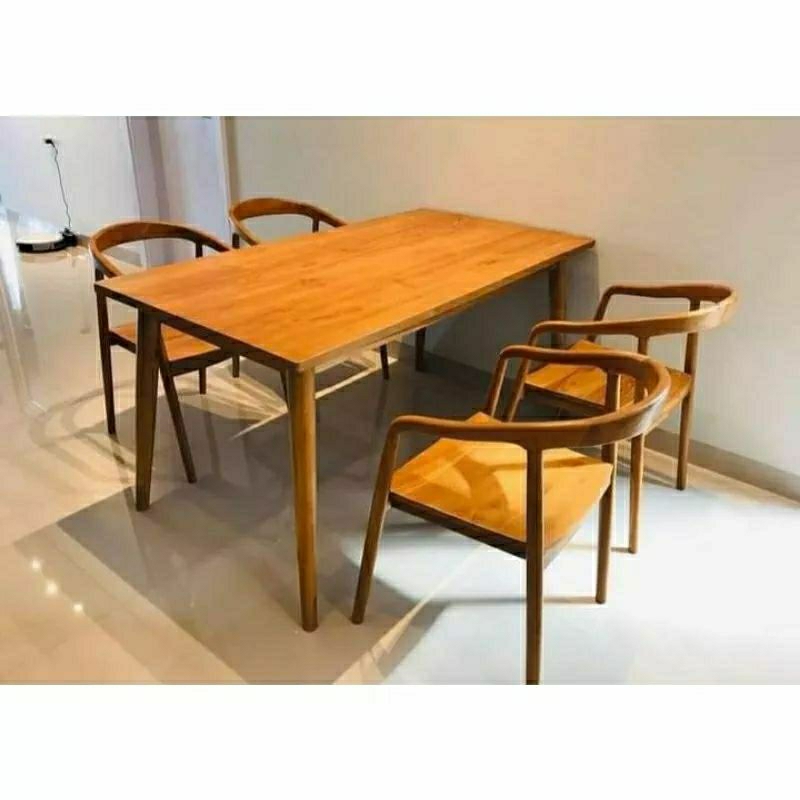 Jual 1 Set meja makan selly meja makan minimalis meja makan selly kayu jati (4 kursi + 1 meja ...