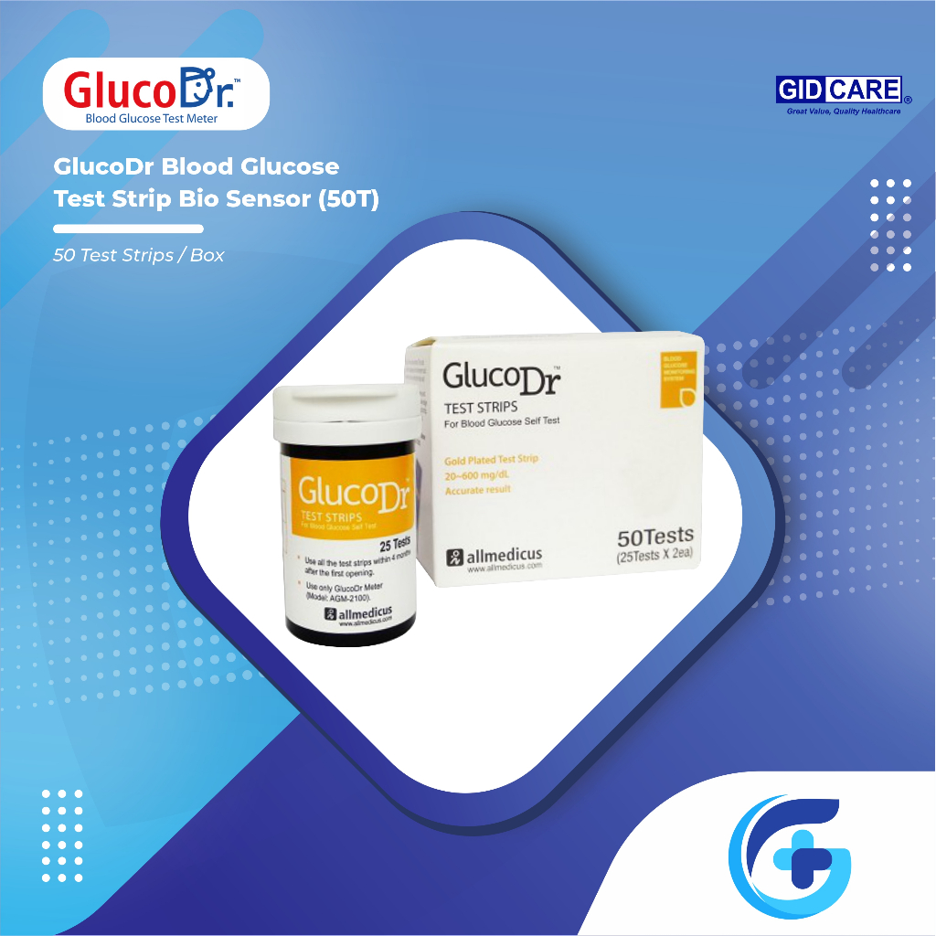 Jual GlucoDr Blood Glucose Test Strip Bio Sensor (50T) | Shopee Indonesia