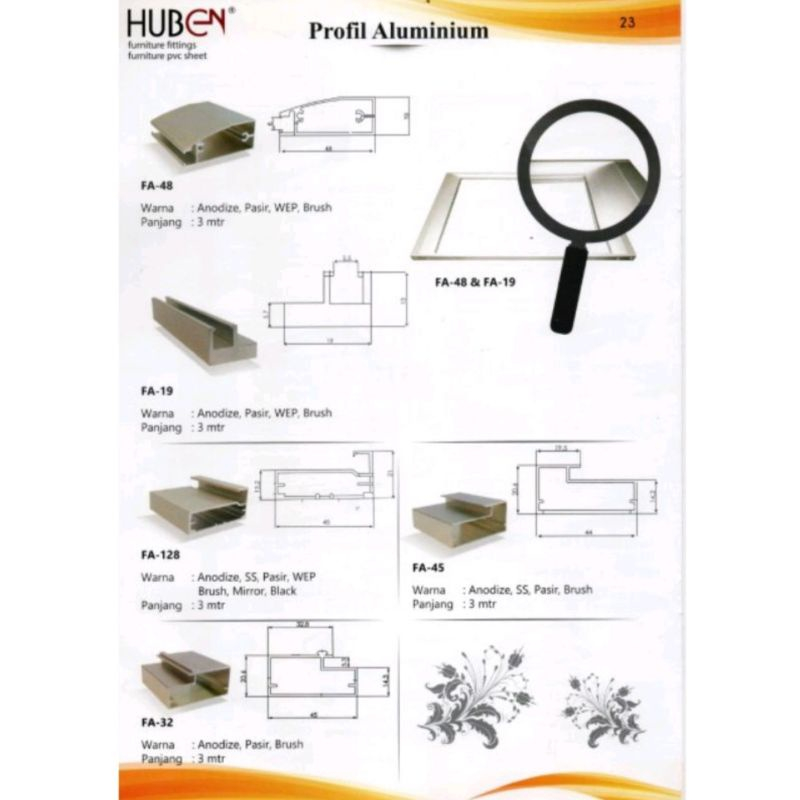 Jual Frame Edging Aluminium Handle Lemari Sliding Panjang 3M FA 128 ...