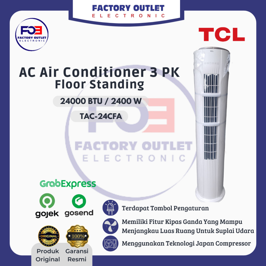 Jual TCL TAC-24CFA Air Conditioner AC Floor Standing 3 PK Japan ...