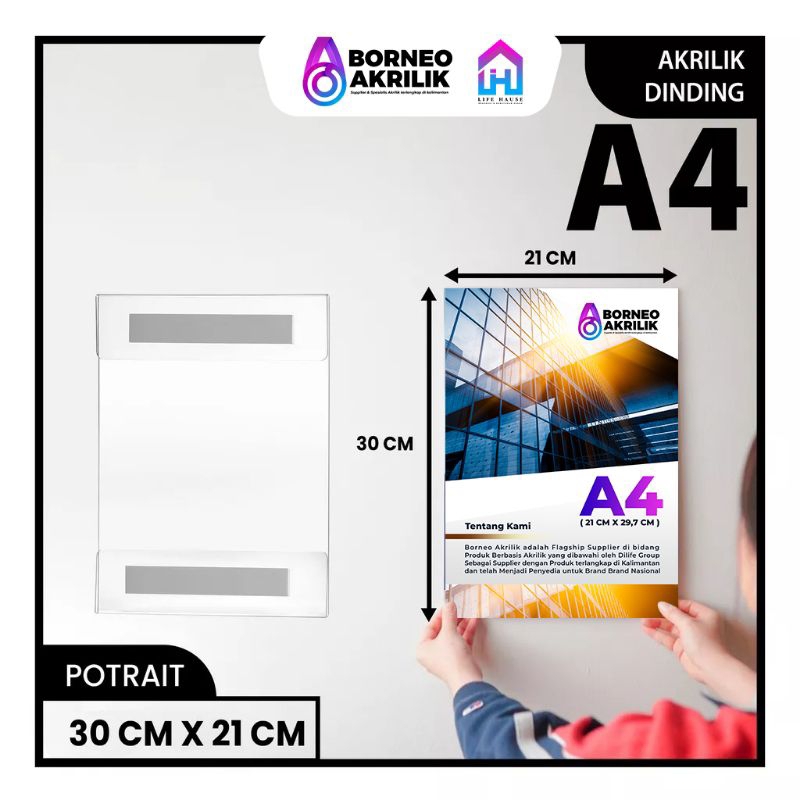Jual AKRILIK POSTER A4 DINDING TEMPAT BROSUR TEMPEL DINDING AKRILIK ...