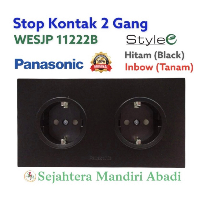 Jual Stop Kontak 2 Gang Panasonic Hitam CP Double Inbow Style-E ...