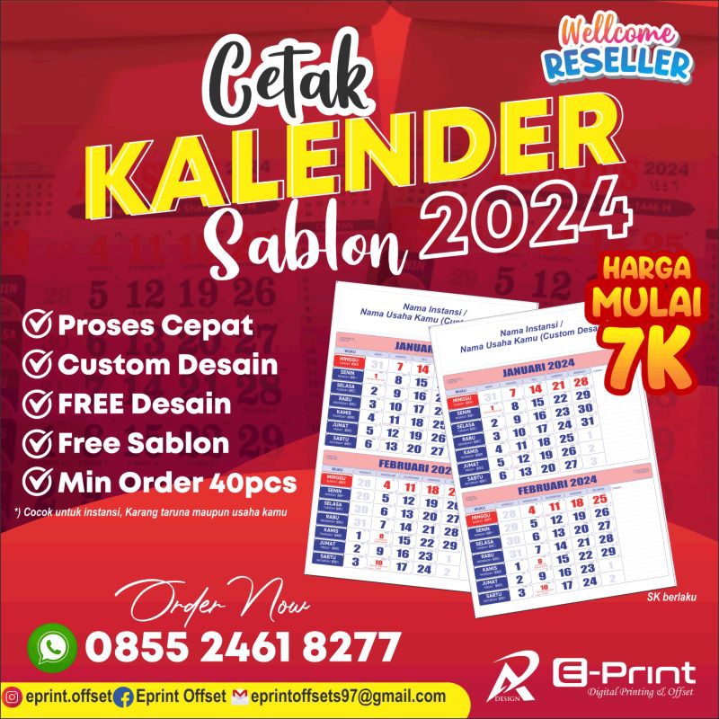 Jual CETAK KALENDER ANGKA 2024 FREE DESAIN TEMURAH | Shopee Indonesia