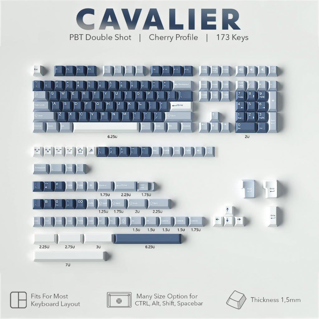Jual MYNK Cavalier PBT Doubleshot Cherry Profile Keycaps Set | Shopee ...