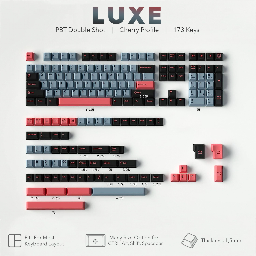Jual MYNK Luxe PBT Doubleshot Cherry Profile Keycaps Set | Shopee Indonesia