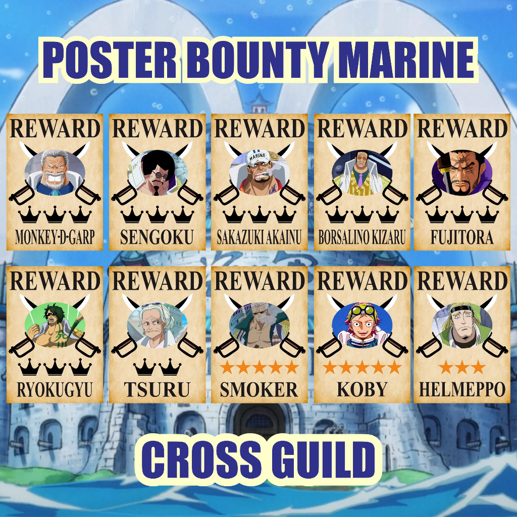 Jual Wanted Poster Bounty Marine From Cross Guild Anime Manga One Piece ...