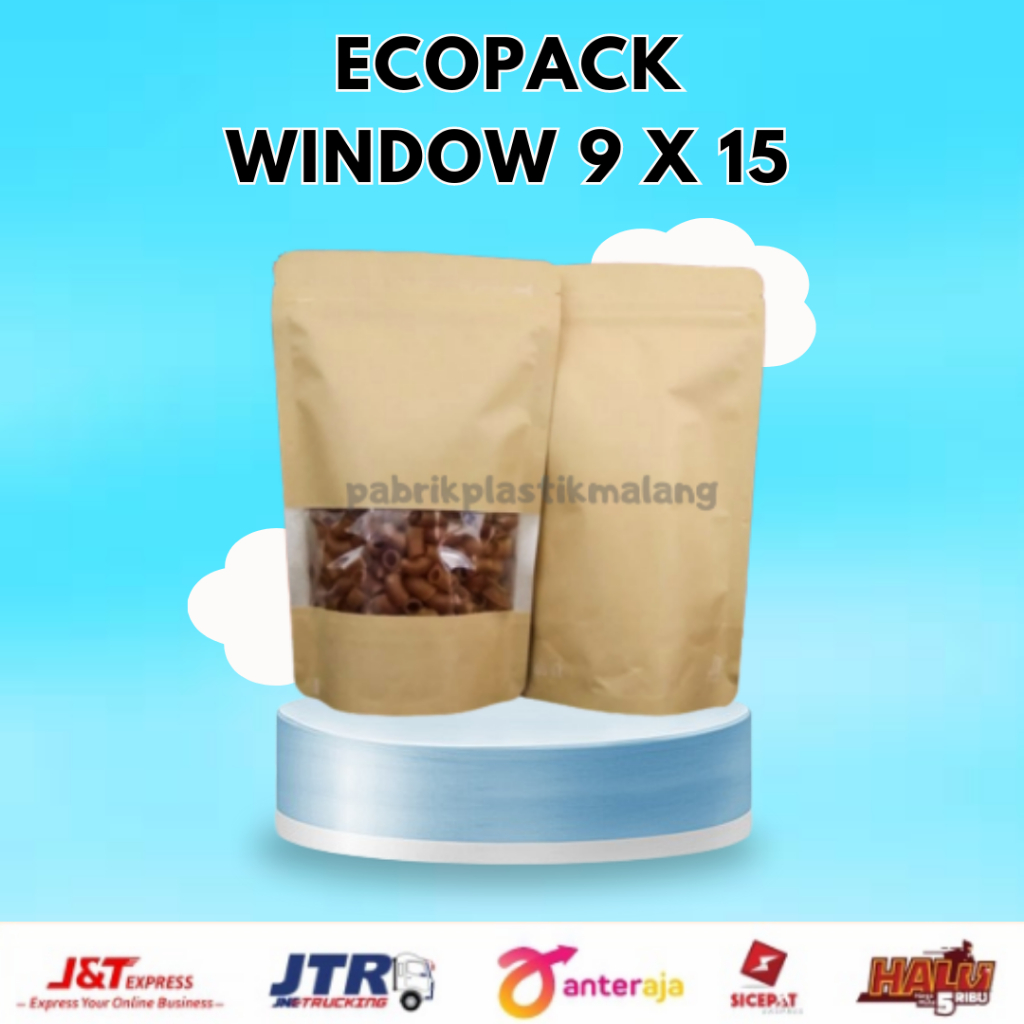 Jual KEMASAN STANDING POUCH ECOPACK PAPER WINDOW 9X15/9 X 15 KLIP ...