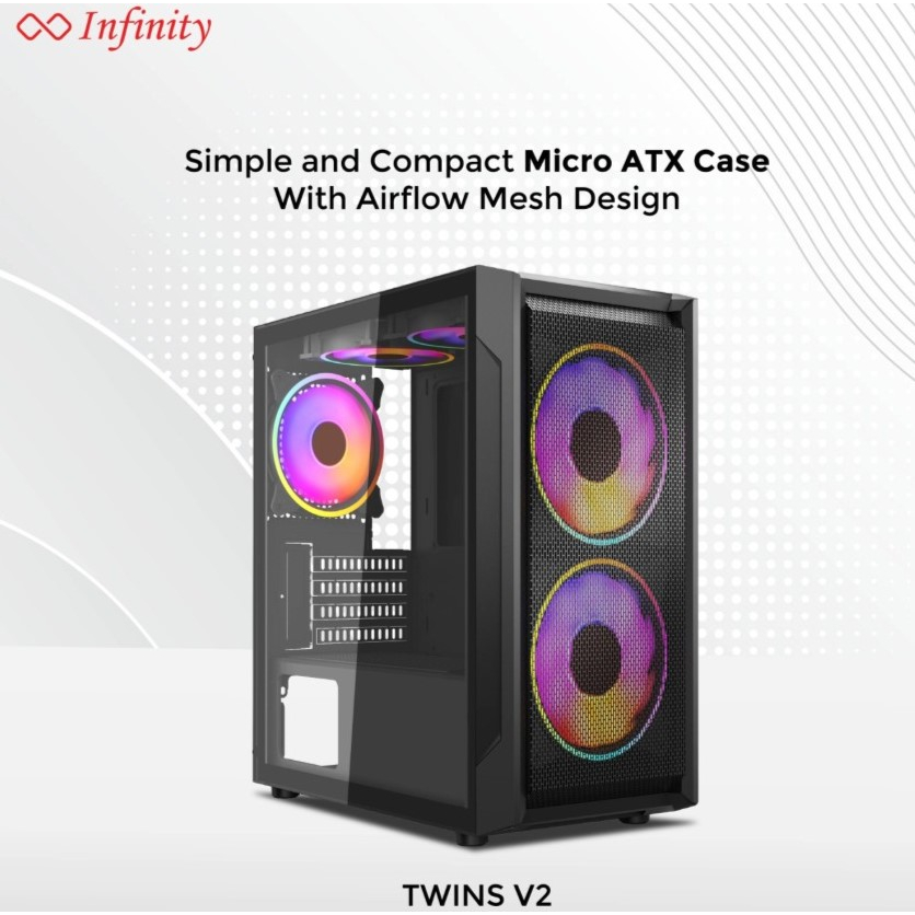 Jual CASING INFINITY TWINS V2- mATX GAMING CASE - TWINS V2 FREE 2 FAN ...