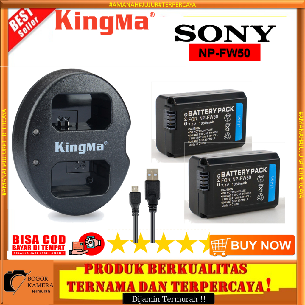 Jual KingMa Charger+Dual Batere Baterai Battery NP-FW50 for Sony A6000 ...