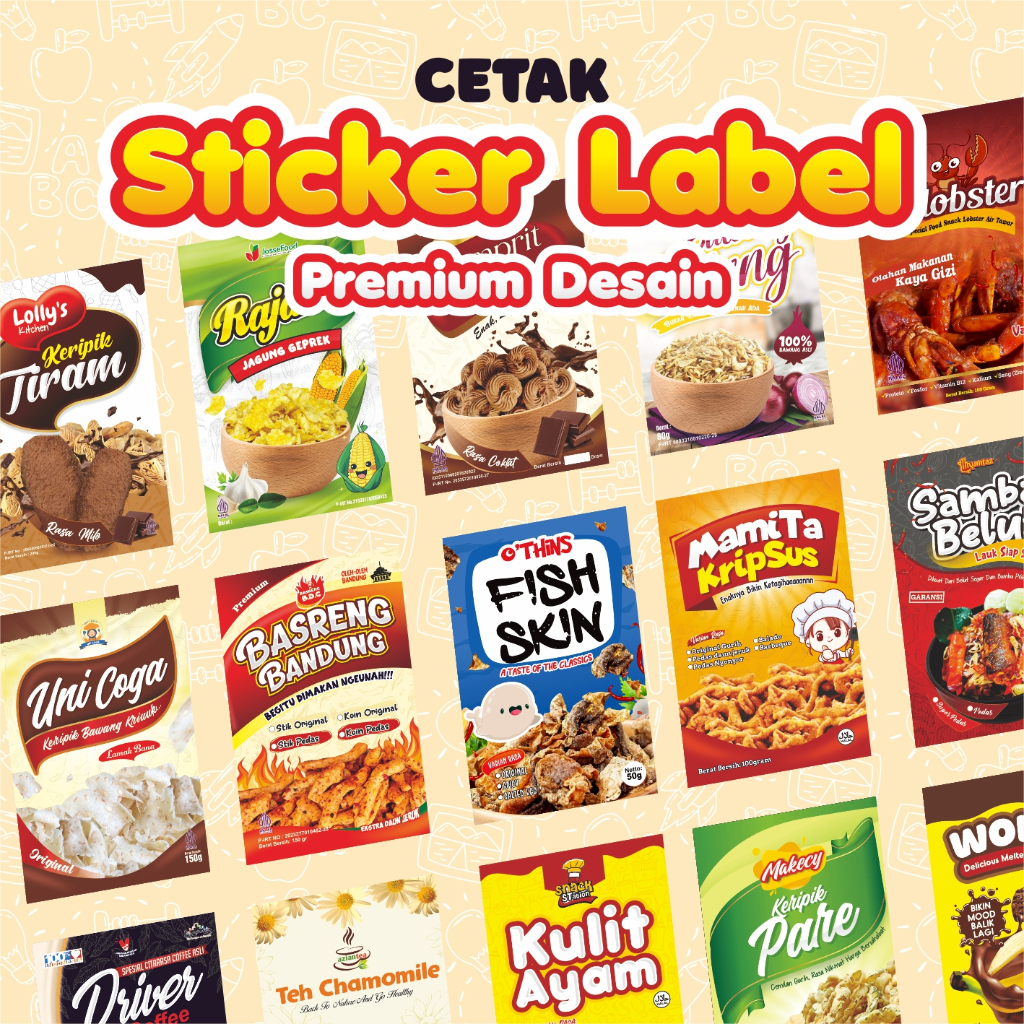 Jual Print Cetak Sticker Stiker Label Desain Custom Produk Kopi Keripik