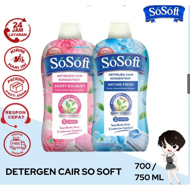 Jual Detergen Cair Liquid So Soft Nature Fresh Biru / Sweer Bouquet ...