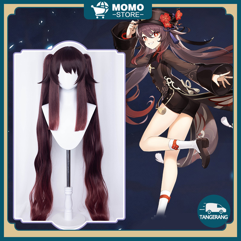 Jual Wig Cosplay Hutao Hitam coklat Genshin Impact Pursun Genshin ...