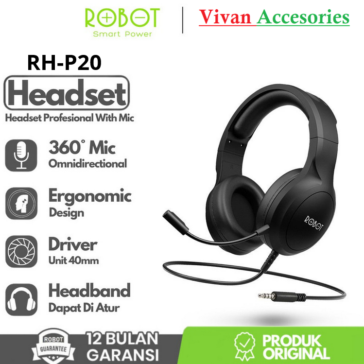 Jual ROBOT RH-P20 Headphone Headset Profesional With Microphone Jack 3 ...