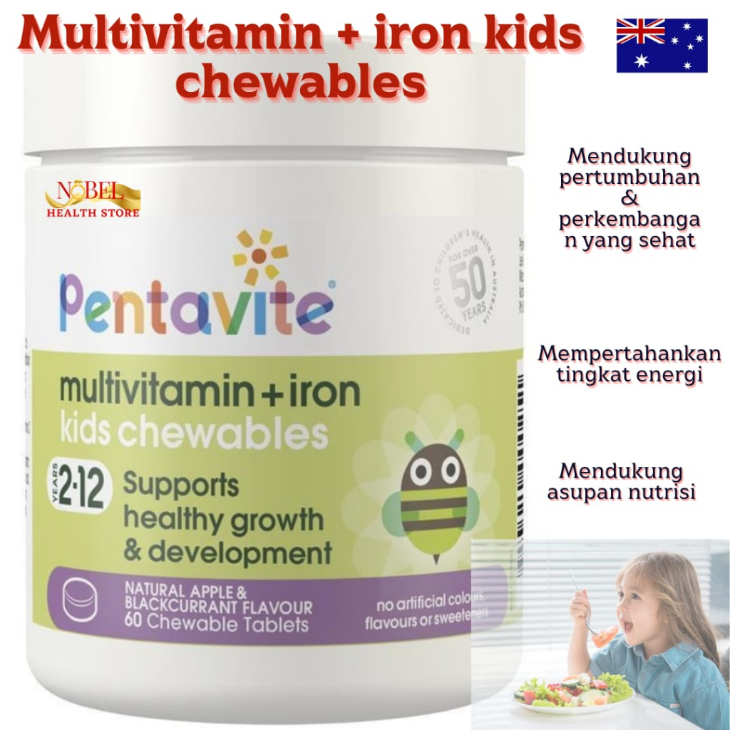 Jual Pentavite Multivitamin + Iron Kids 60 Chewable Tablets australia ...