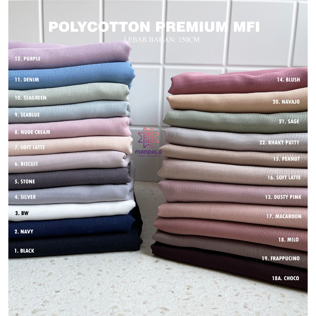 Jual Bahan Kain Polycotton Premium MFI Lebar 150cm / Polycotton Premium ...