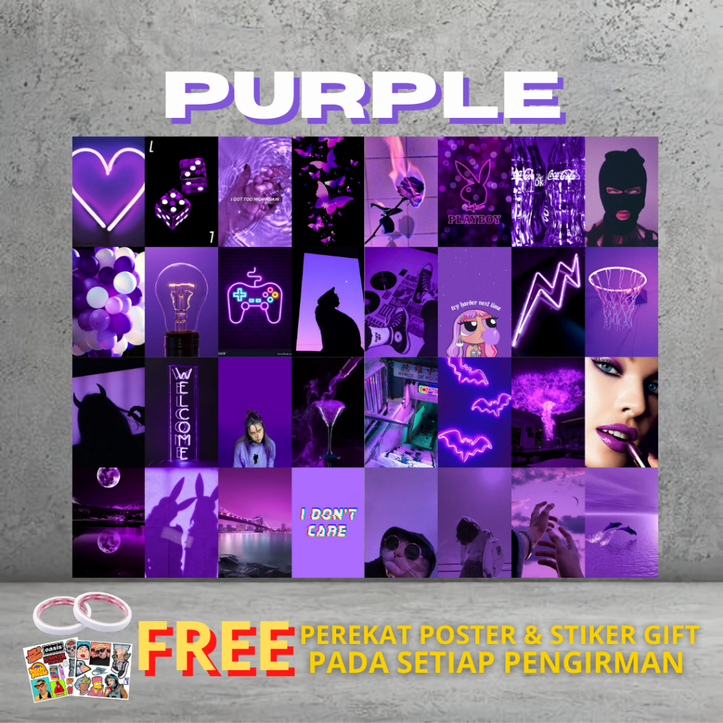 Jual Poster Dinding Aestehtic Purple Ungu isi 48 | Shopee Indonesia