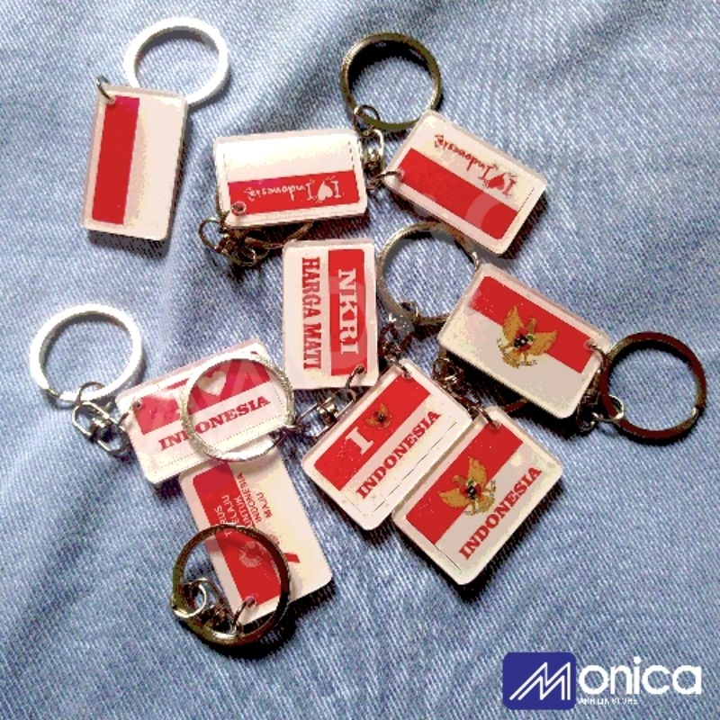 Jual gantungan kunci bendera indonesia / keychain flag indonesia ...